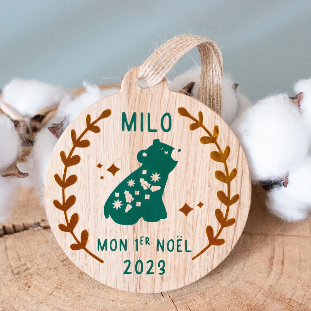 My 1st Christmas Bear Ball to Personalize in Wood First Name - Etsy