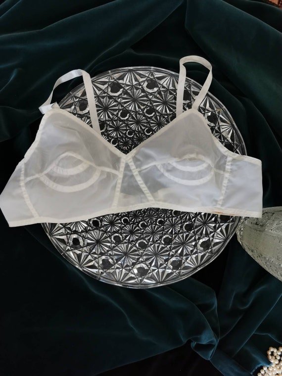 Vintage bra, 1960's Triumph bullet bra white see-thro… - Gem