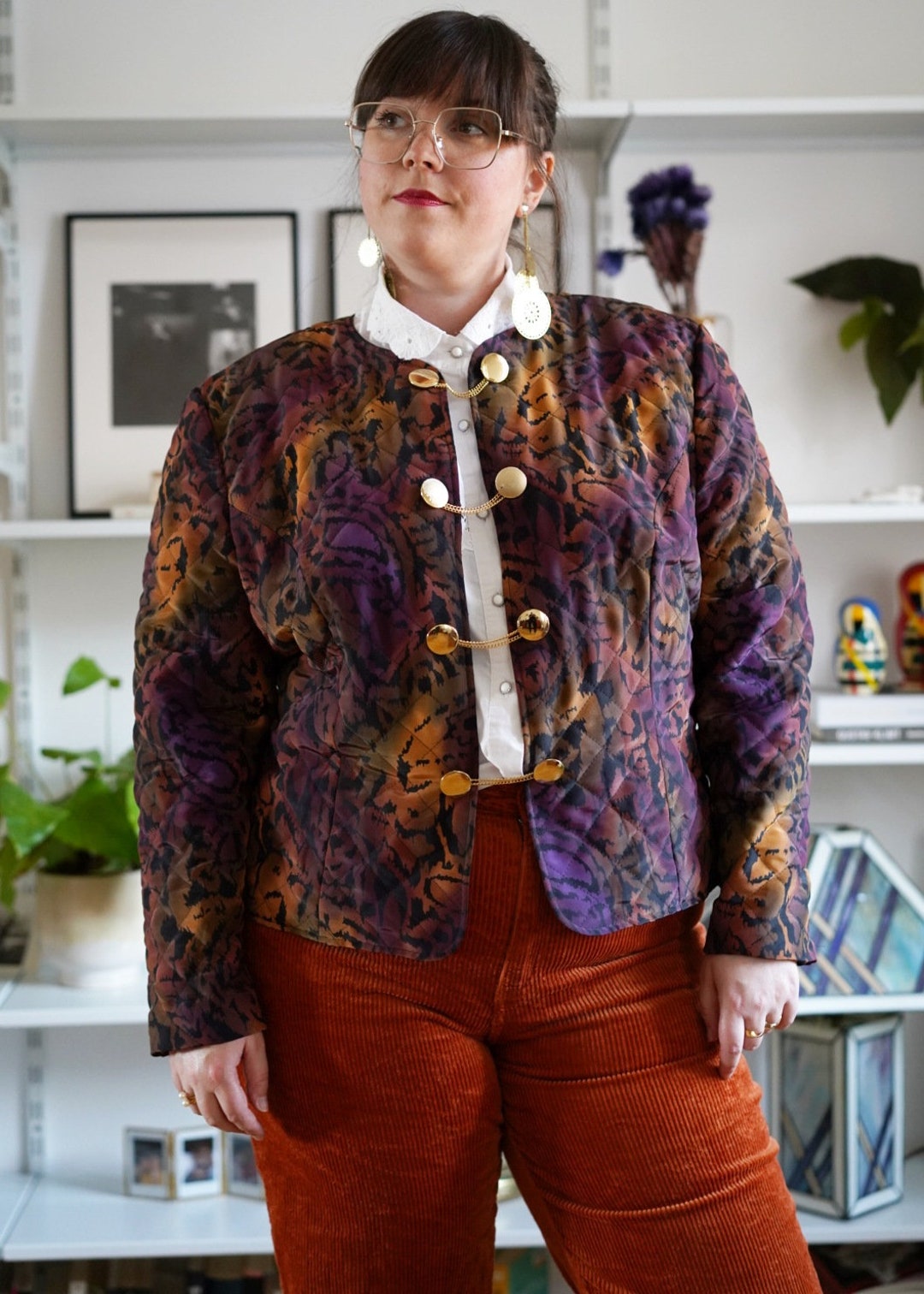 Vintage Blazer, 1980's Padded Quilted Jacket With Chain Buttons, Size US 14 | UK 18 | EU 46 - Etsy