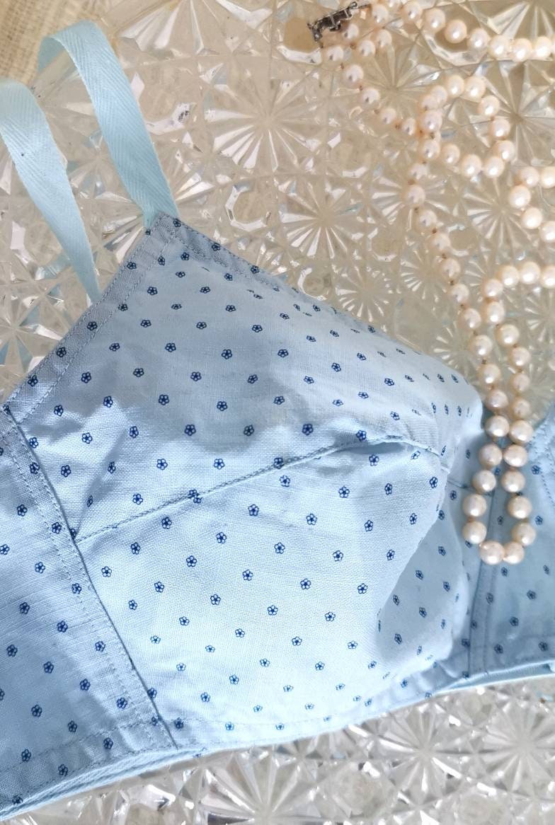 Vintage Bra, 1960's Bullet Flower Light Blue Rockabilly Bra Wireless ...