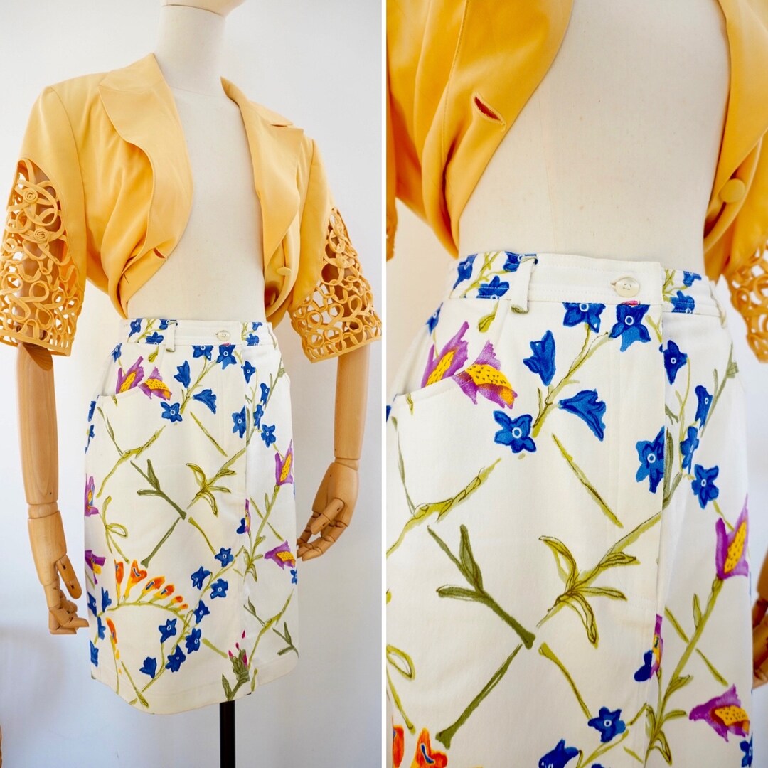 Vintage Skirt, 1990s Y2k Flower Mini Skirt Mondi, Size S | US 4 | UK 8 ...