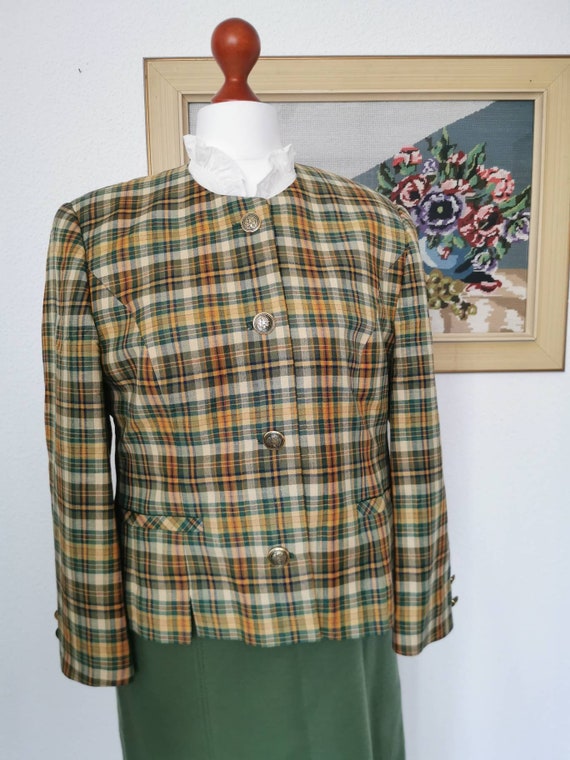 Vintage Blazer, 1980's German folklore linen bavarian… - Gem