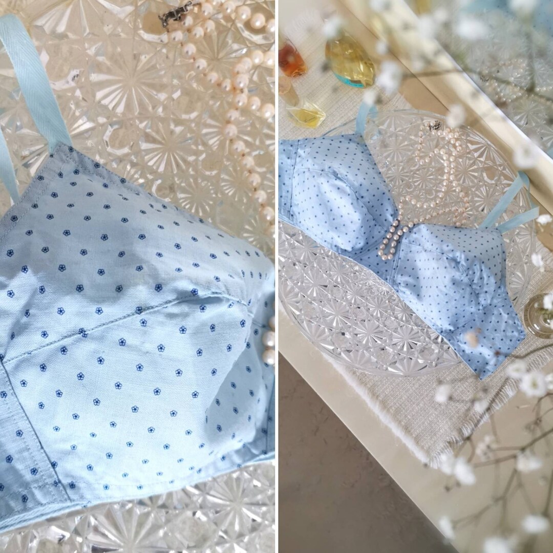 Vintage Bra, 1960's Bullet Flower Light Blue Rockabilly Bra Wireless ...
