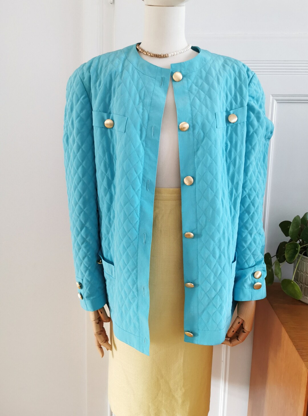 Vintage Quilted Jacket, 1980's Padded Jean Claire Jacket, Gold ...