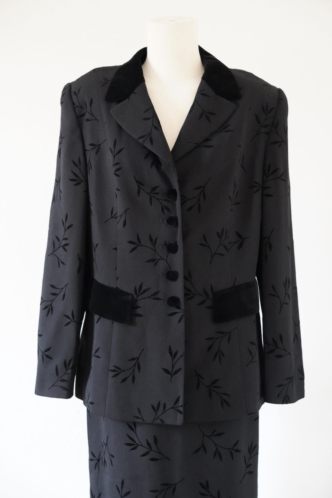 S-M | Vintage Suit Blazer and Skirt Black Velvet Co-ord by Basler - Etsy
