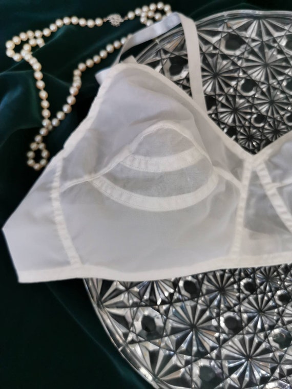 Vintage bra, 1960's Triumph bullet bra white see-thro… - Gem