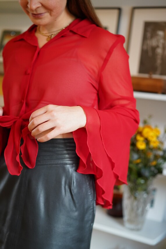 Vintage Vera Mont blouse, 1990's see-through sheer re… - Gem