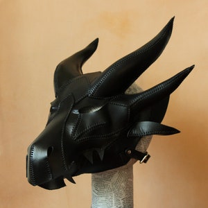 Leather Dragon Mask, Dragon Hood - Etsy