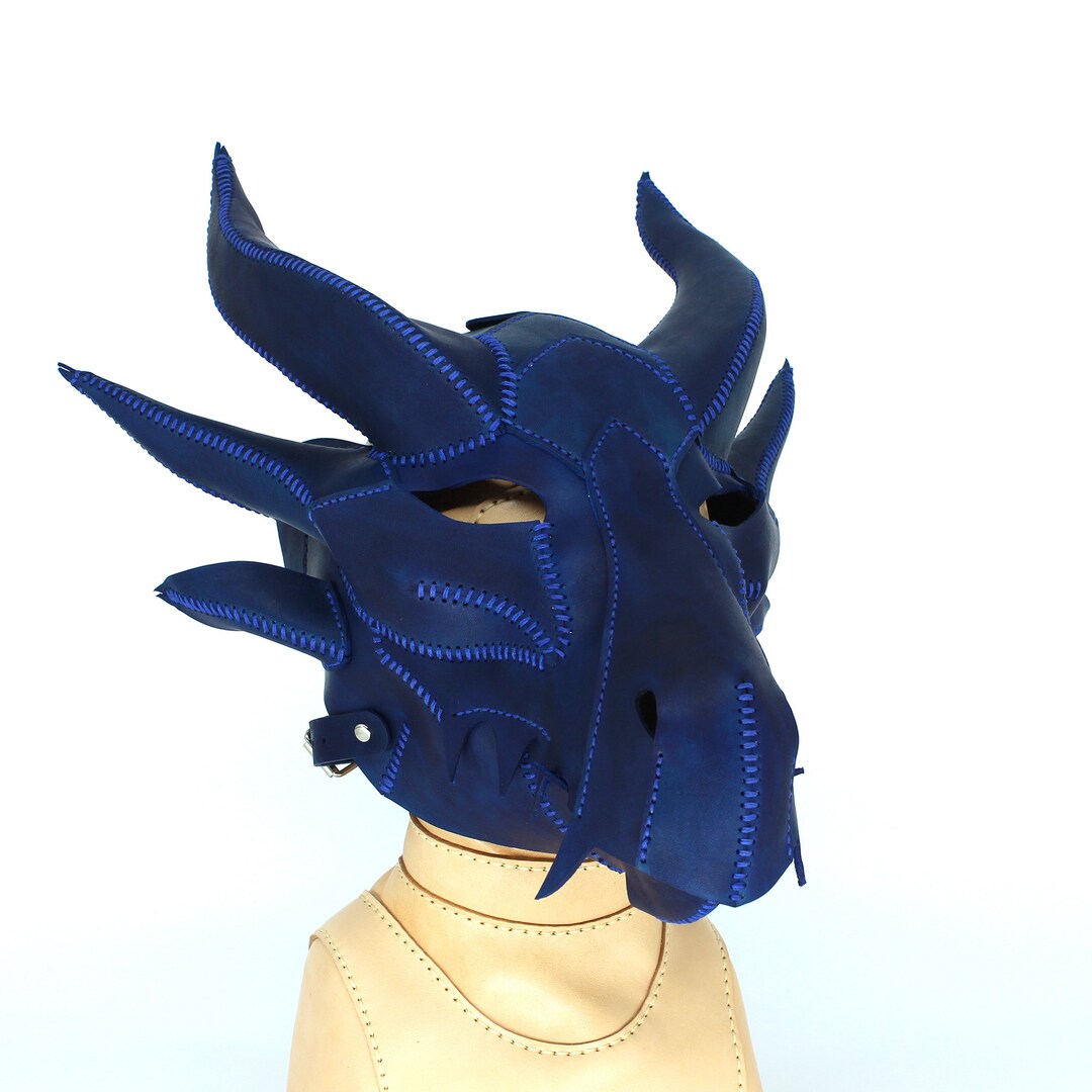 Blue Leather Steampunk Dragon Mask - Etsy