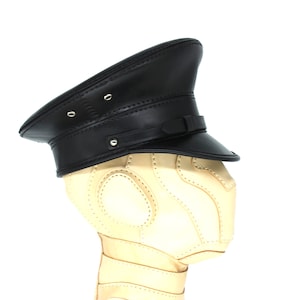 Leather Officer Peaked Cap, Army Commander Hat, Visor Cortical Military ...