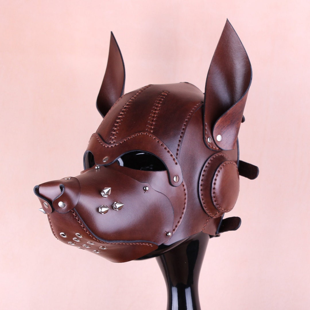 Leather Dog Mask, Puppy Play Hood - Etsy