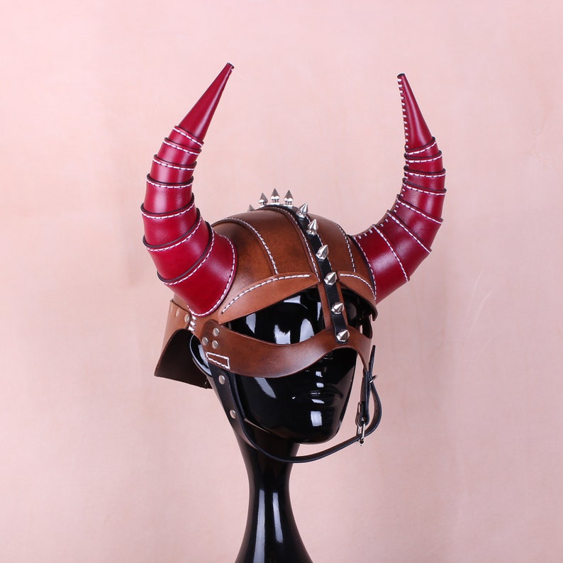 Leather Viking Helmet, Horned Helmet - Etsy