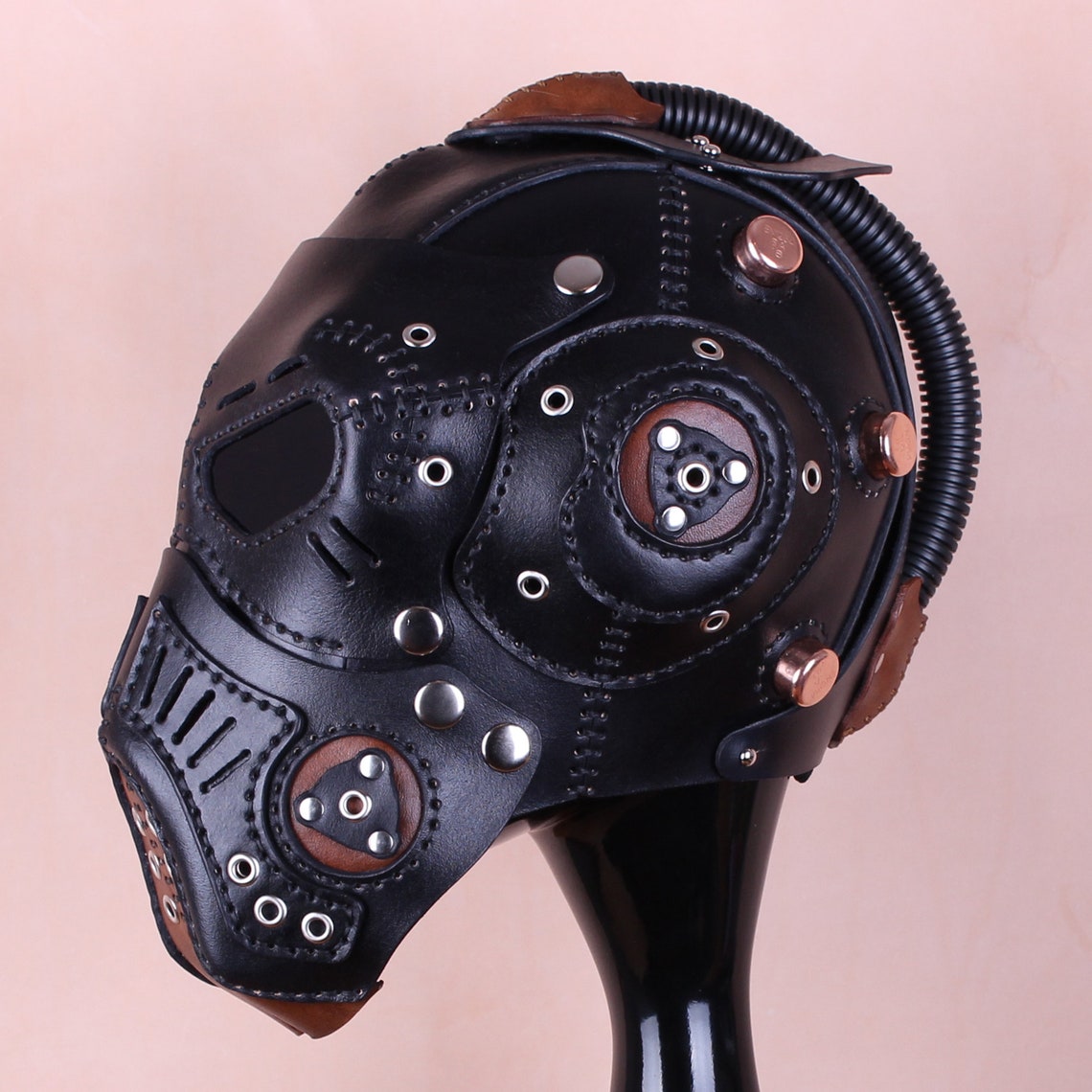 Steampunk Leather Helmet Mask Motorcycle Leather Mask Biker - Etsy