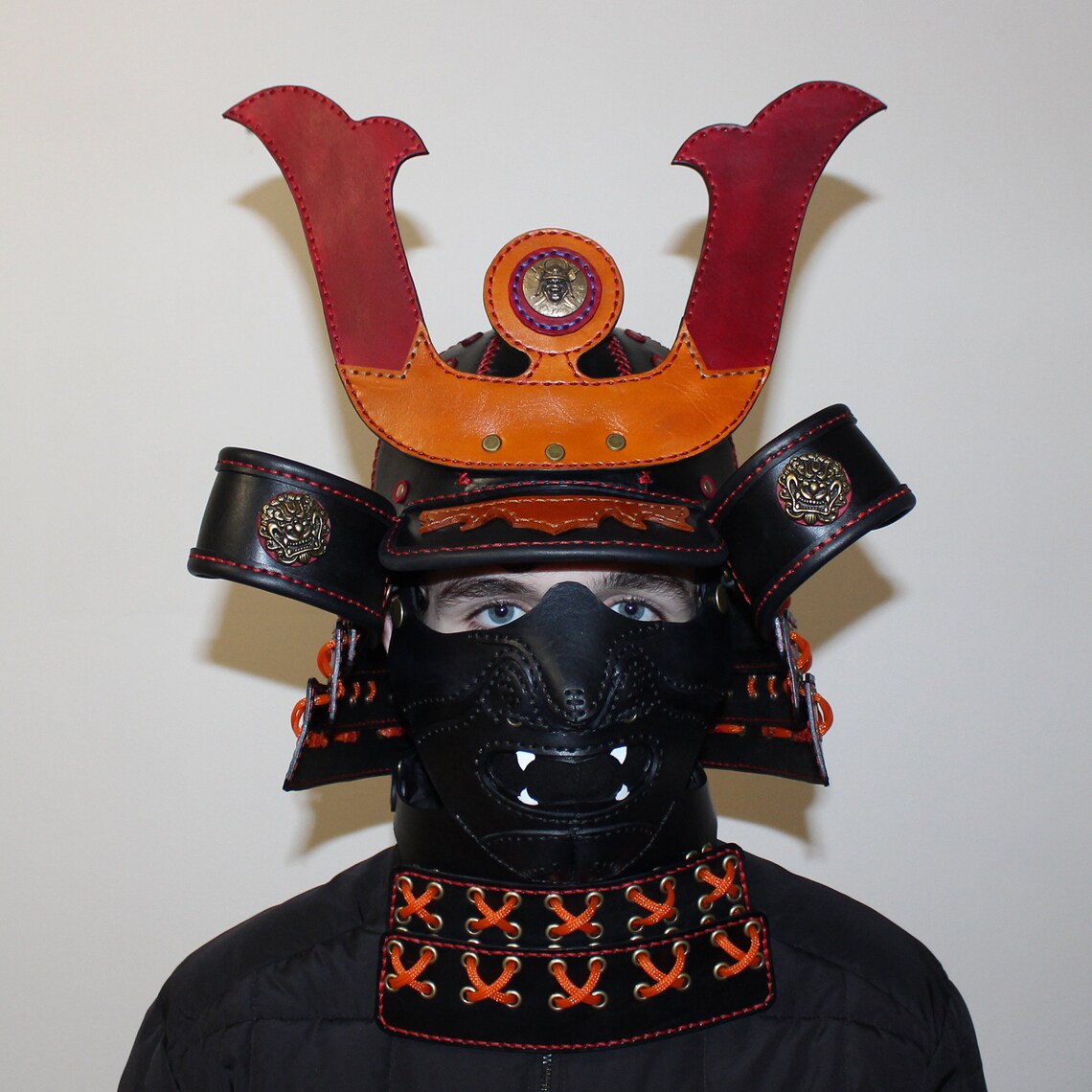 Samurai Helmet With Mask Larp Cosplay Samurai Helmet Samurai - Etsy