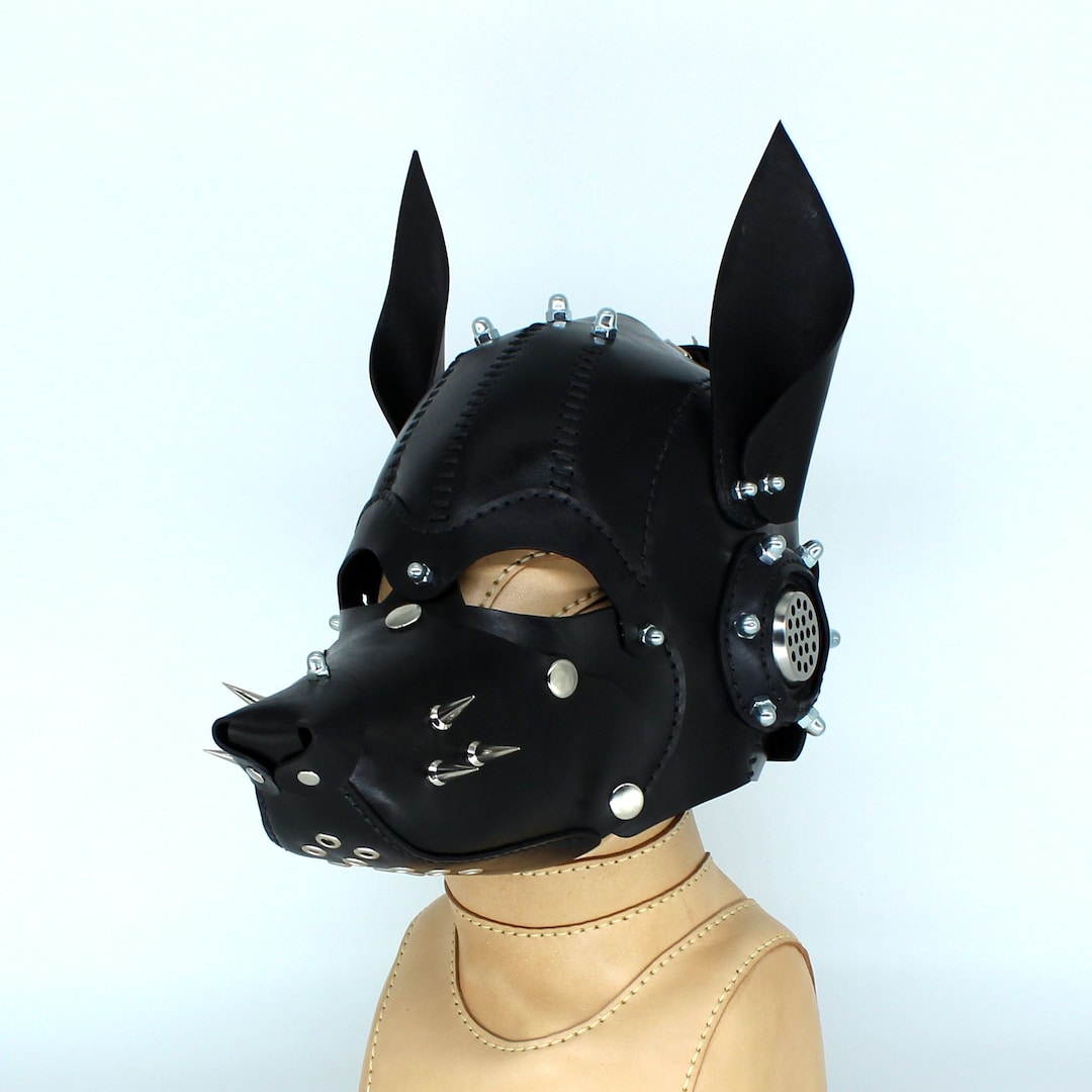 Leather Steampunk Dog Mask, Puppy Play Hood - Etsy