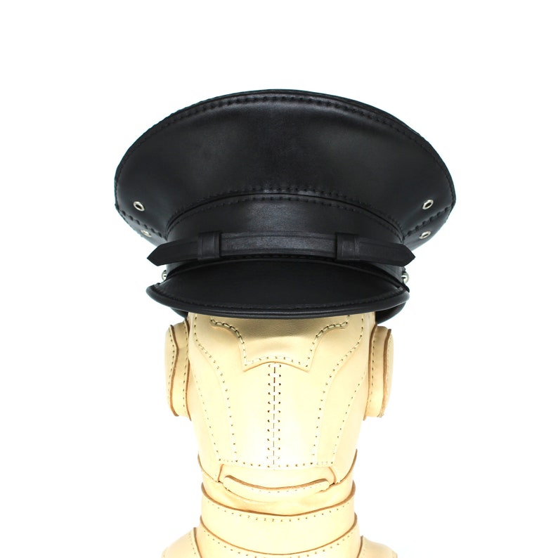 Leather Officer Peaked Cap Army Commander Hat Visor Cortical - Etsy