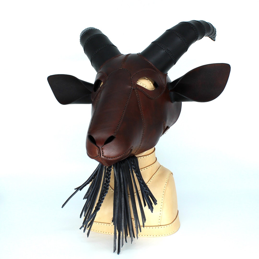 Leather Goat Mask, Baphomet Leather Mask - Etsy