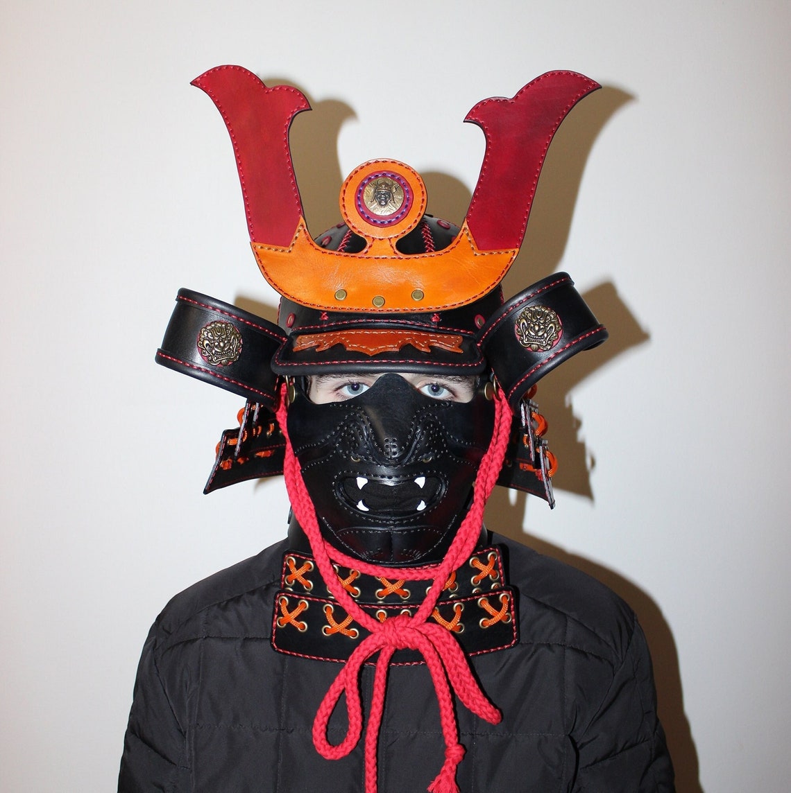 Samurai Helmet With Mask Larp Cosplay Samurai Helmet Samurai - Etsy