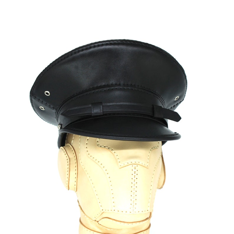 Leather Officer Peaked Cap Army Commander Hat Visor Cortical - Etsy