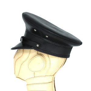 Leather Officer Peaked Cap, Army Commander Hat, Visor Cortical Military ...
