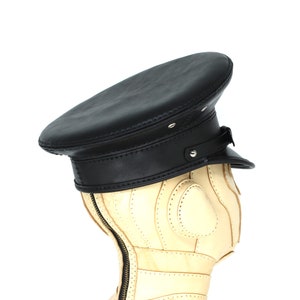 Leather Officer Peaked Cap, Army Commander Hat, Visor Cortical Military ...