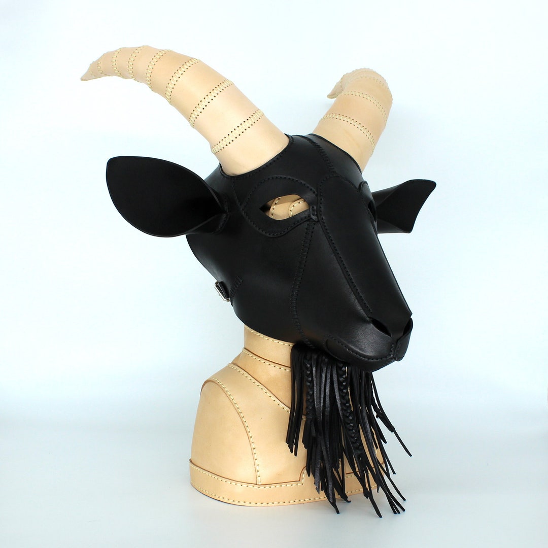 Leather Goat Mask, Baphomet Leather Mask - Etsy