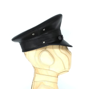 Leather Officer Peaked Cap, Army Commander Hat, Visor Cortical Military ...