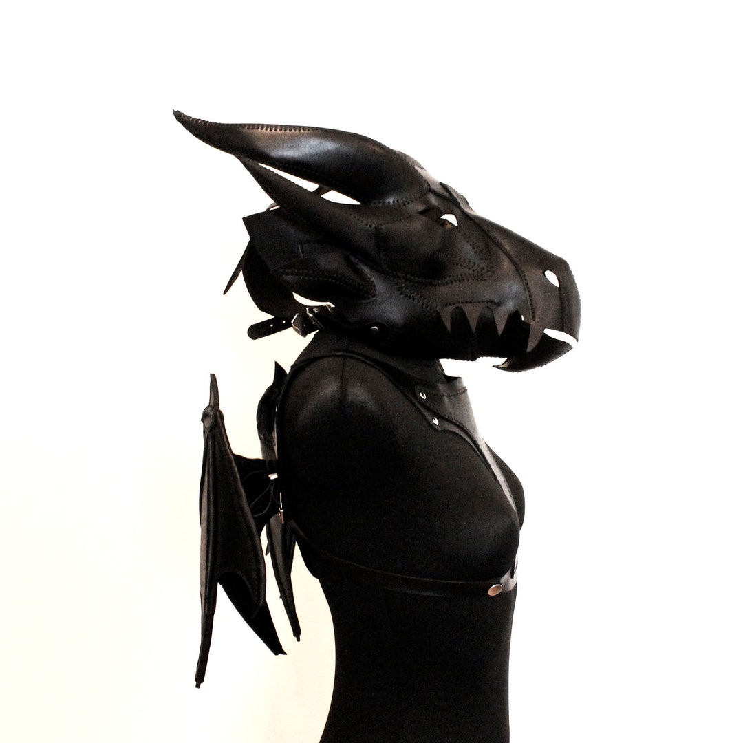 Leather Dragon Mask and Wings, Party Costume - Etsy