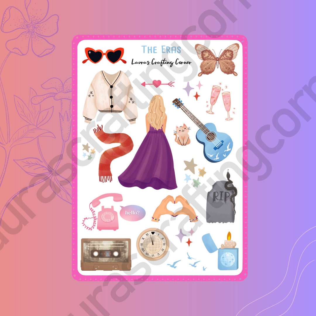 THE ERAS Sticker Sheet, Bujo Stickers, Planner Stickers, Bullet ...