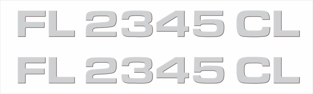 Custom Tidewater / Stingray Font Boat Registration Numbers Domed Decals ...