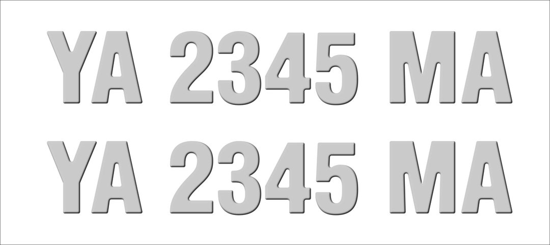Yamaha Font Boat Registration Numbers Decals Domed Stickers (set of Two ...