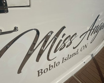 Custom Pontoon Name Chrome Raised Domed Decals Stickers SET | Etsy