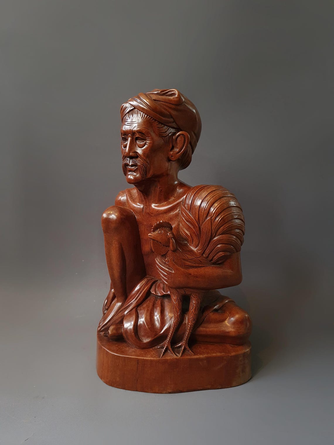Balinese Man With Rooster Bali Indonesian Wood Carving Sculpture ...