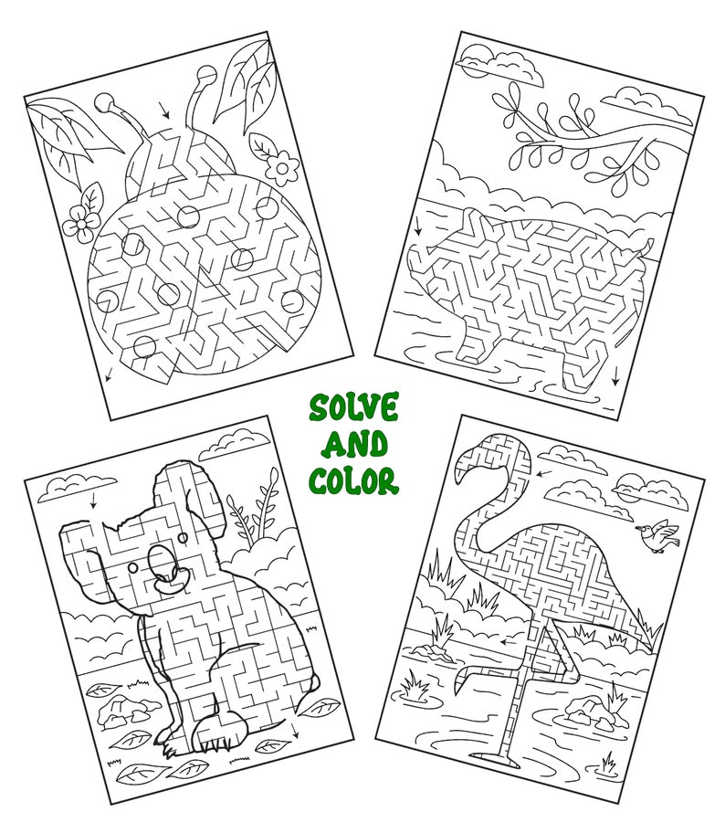 60 Animal Mazes for Kids - A Fun Coloring Activity Book for Children ...