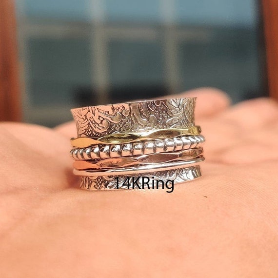 Spinner Ring Fidget Ring Texture Ring Promise Ring 925 | Etsy