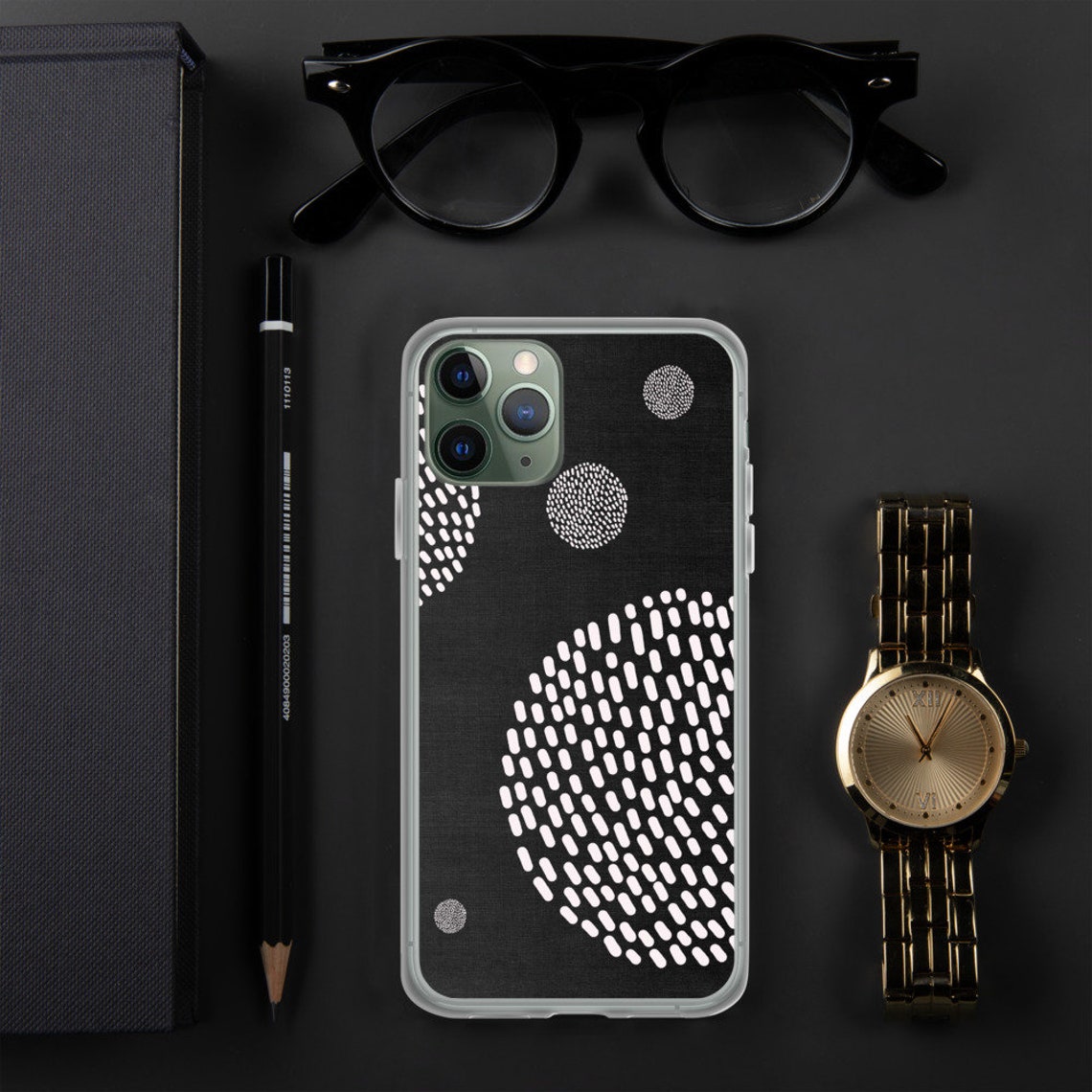 IPhone Case With Black & White, Circle Dotted Design iPhone 11, iPhone ...