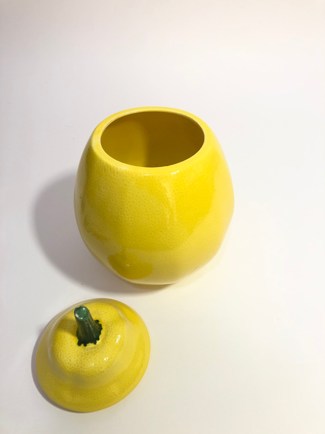 Vintage ceramic lemon storage jar with tray | Etsy