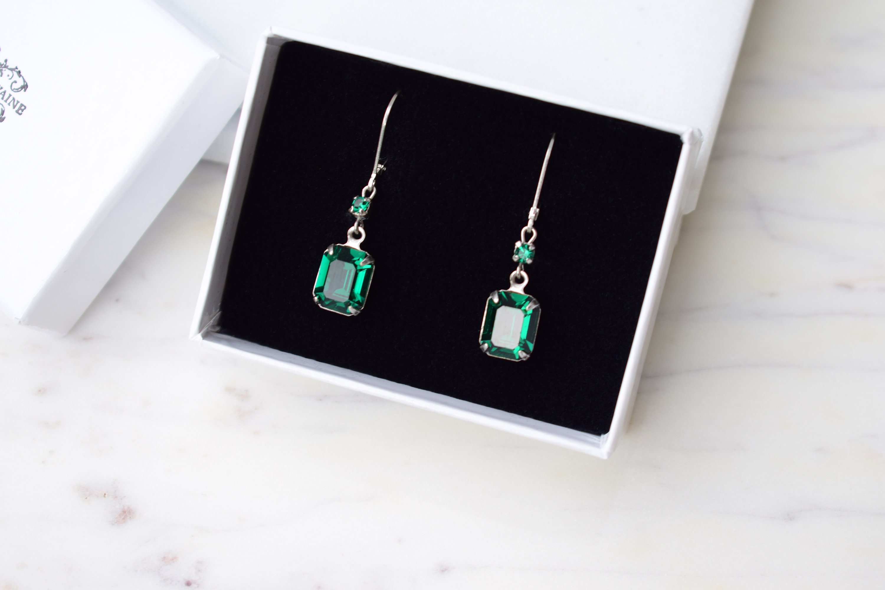 Emerald Green and Gold Earrings Emerald Earrings Vintage - Etsy UK