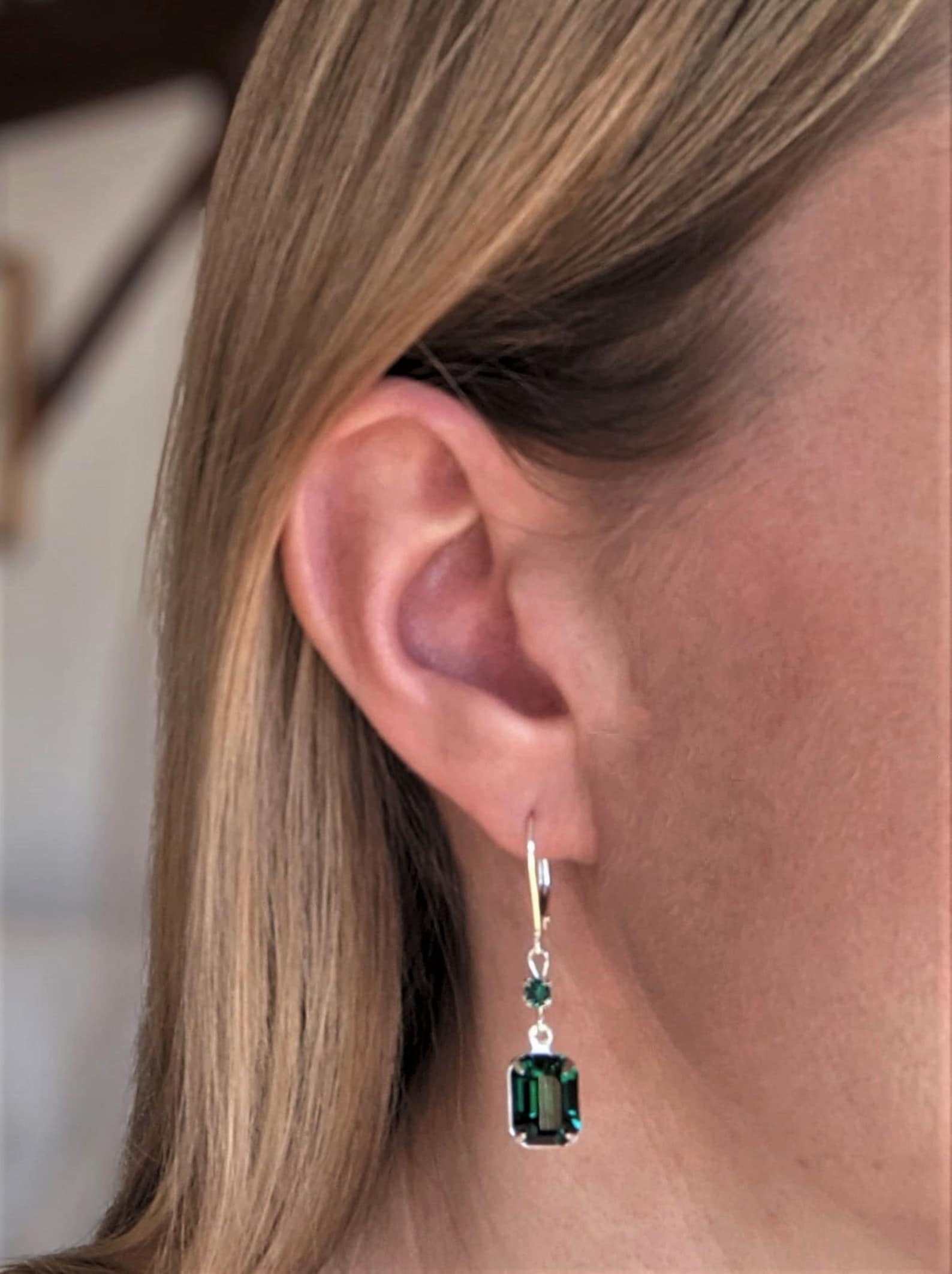 Emerald Green and Gold Earrings Emerald Earrings Vintage - Etsy UK