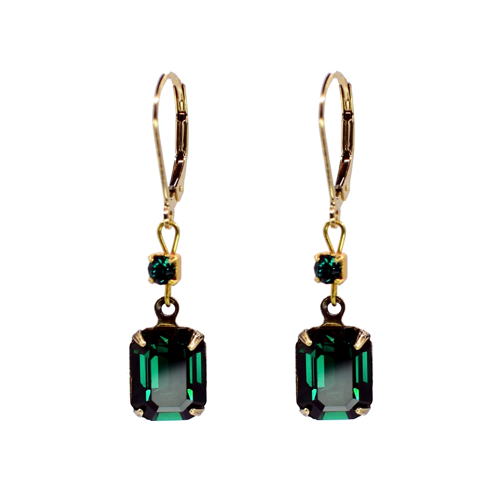 Emerald Green and Gold Earrings Emerald Earrings Vintage - Etsy UK