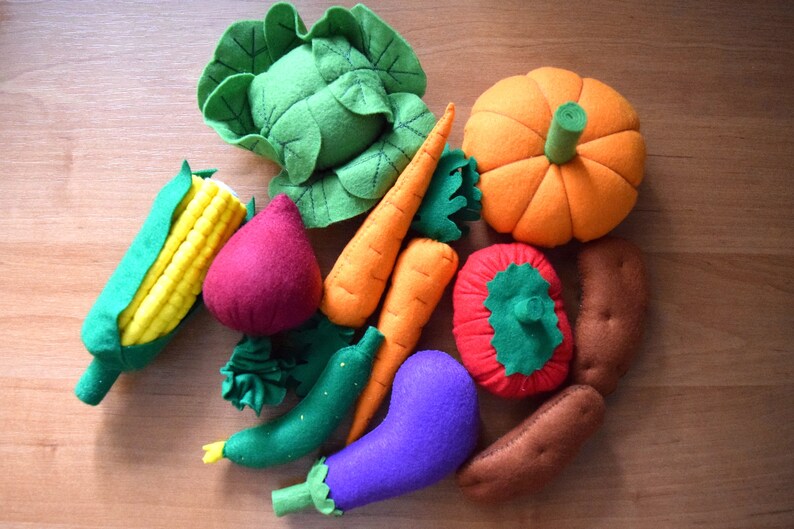 Vegetable garden play set for pretend play Felt food set for | Etsy