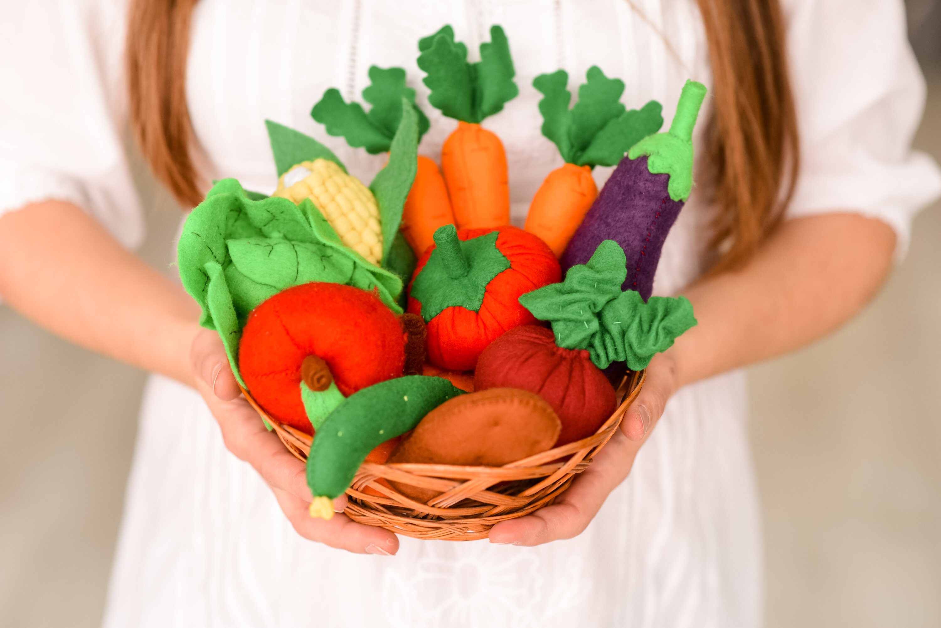 Vegetable Garden Play Set for Pretend Play, Felt Food Set for Kitchen ...