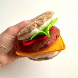 Felt Burger, Cheeseburger Play Food, Hamburger Toy, Felt Sandwich Set ...