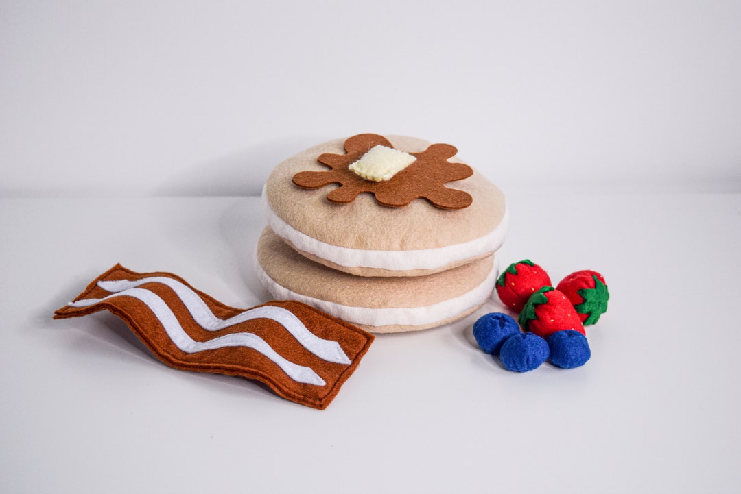 Pancakes Play Food With Bacon and Fruits Strawberry and Blueberry, Felt ...