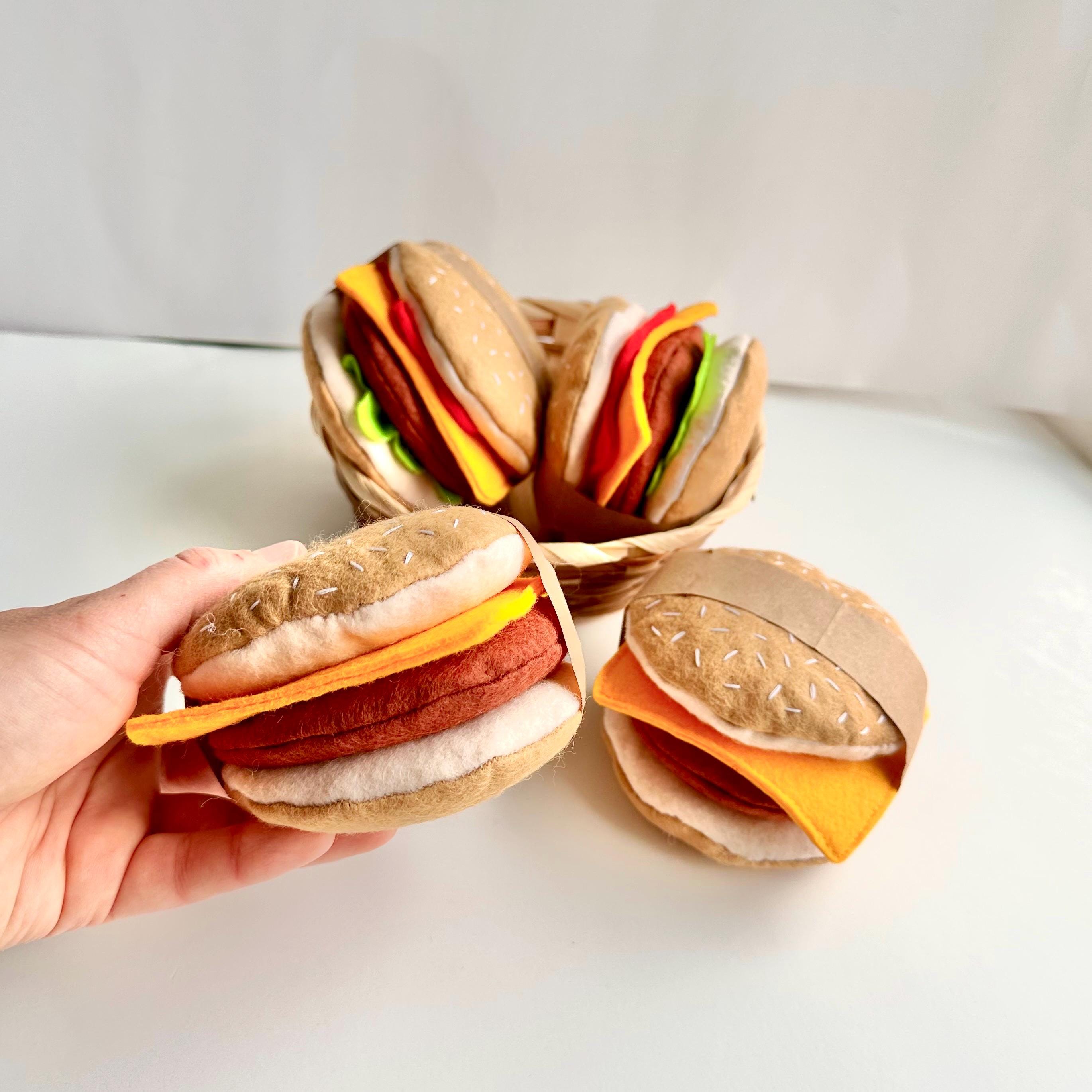 Felt Burger, Cheeseburger Play Food, Hamburger Toy, Felt Sandwich Set ...