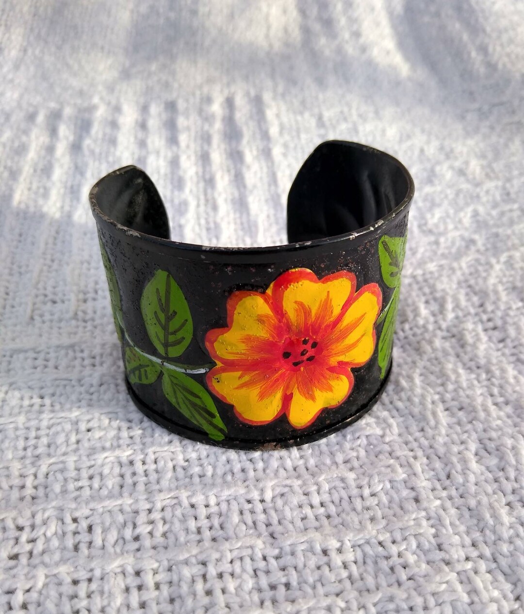 Handpainted Metal Cuff Bracelet - Etsy