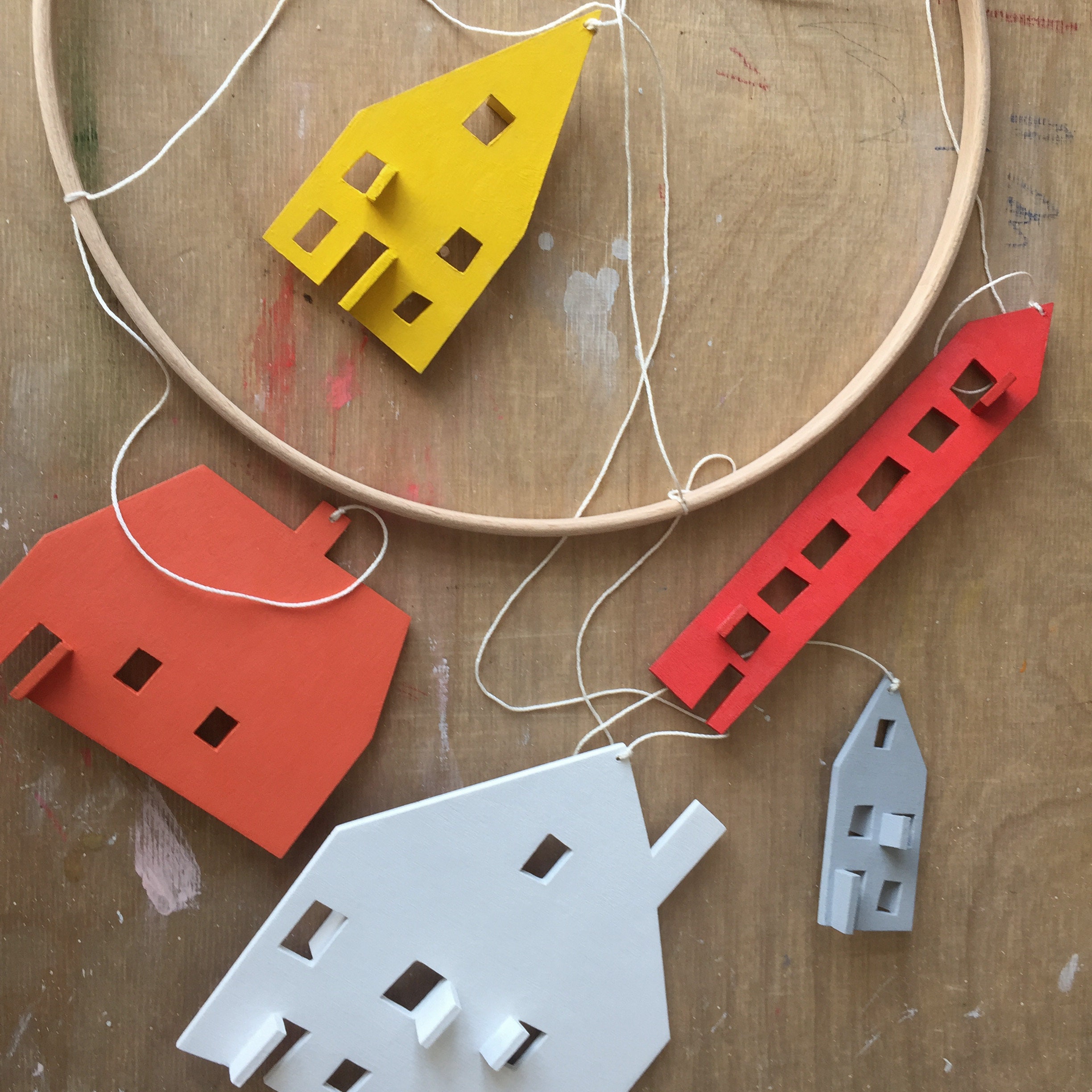 MY SMALL TOWN / Baby Mobile / Nursery Mobile / Wooden House Mobile ...