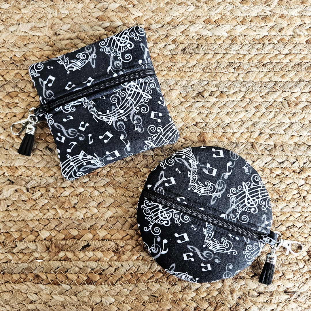 Music Notes Earbud Case, Coin Purse, Card Holder, Swivel Hook Key Chain ...
