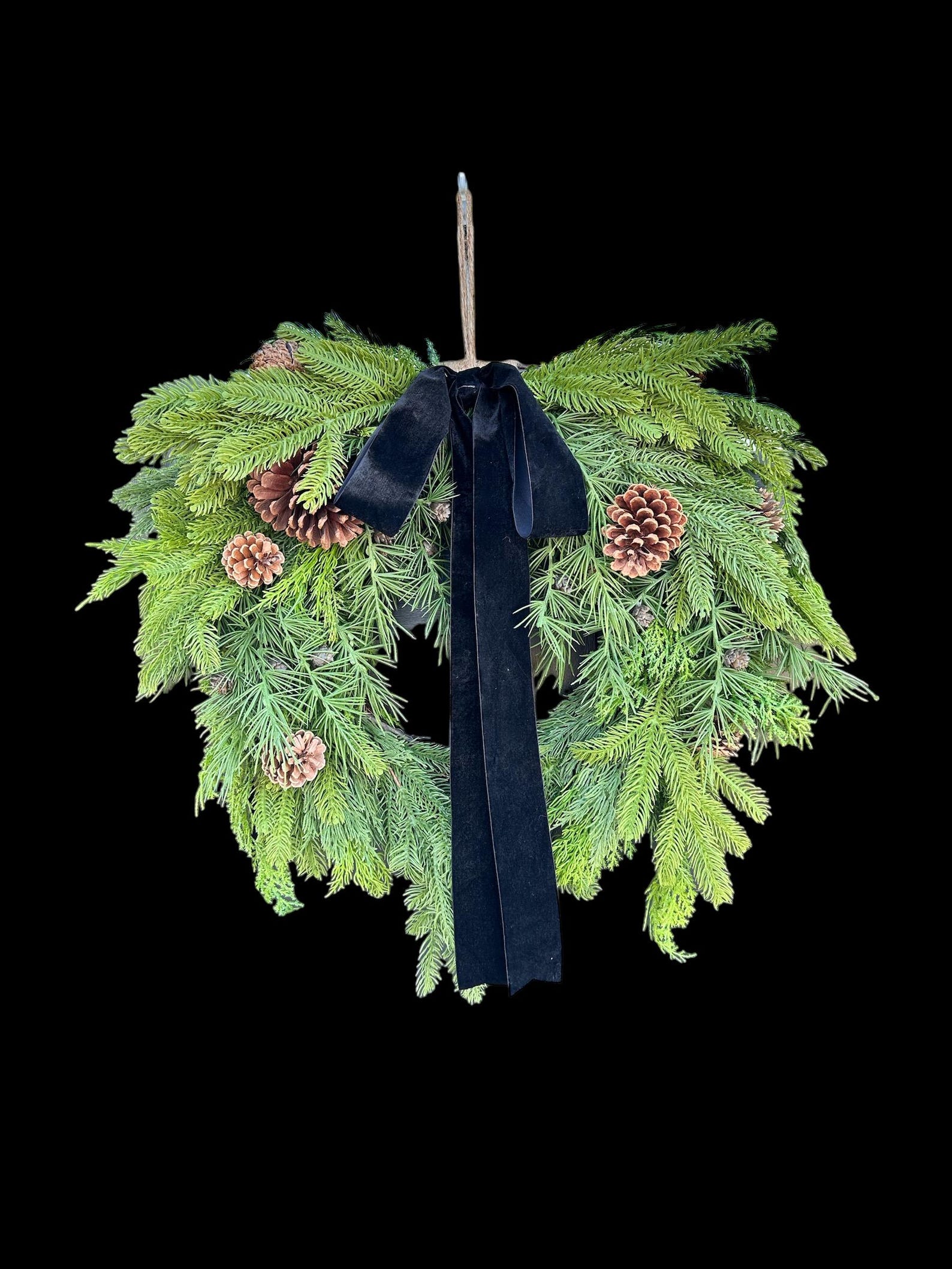 Natural Real Touch Mixed Evergreen Front Door Winter Wreath - Farmhouse ...