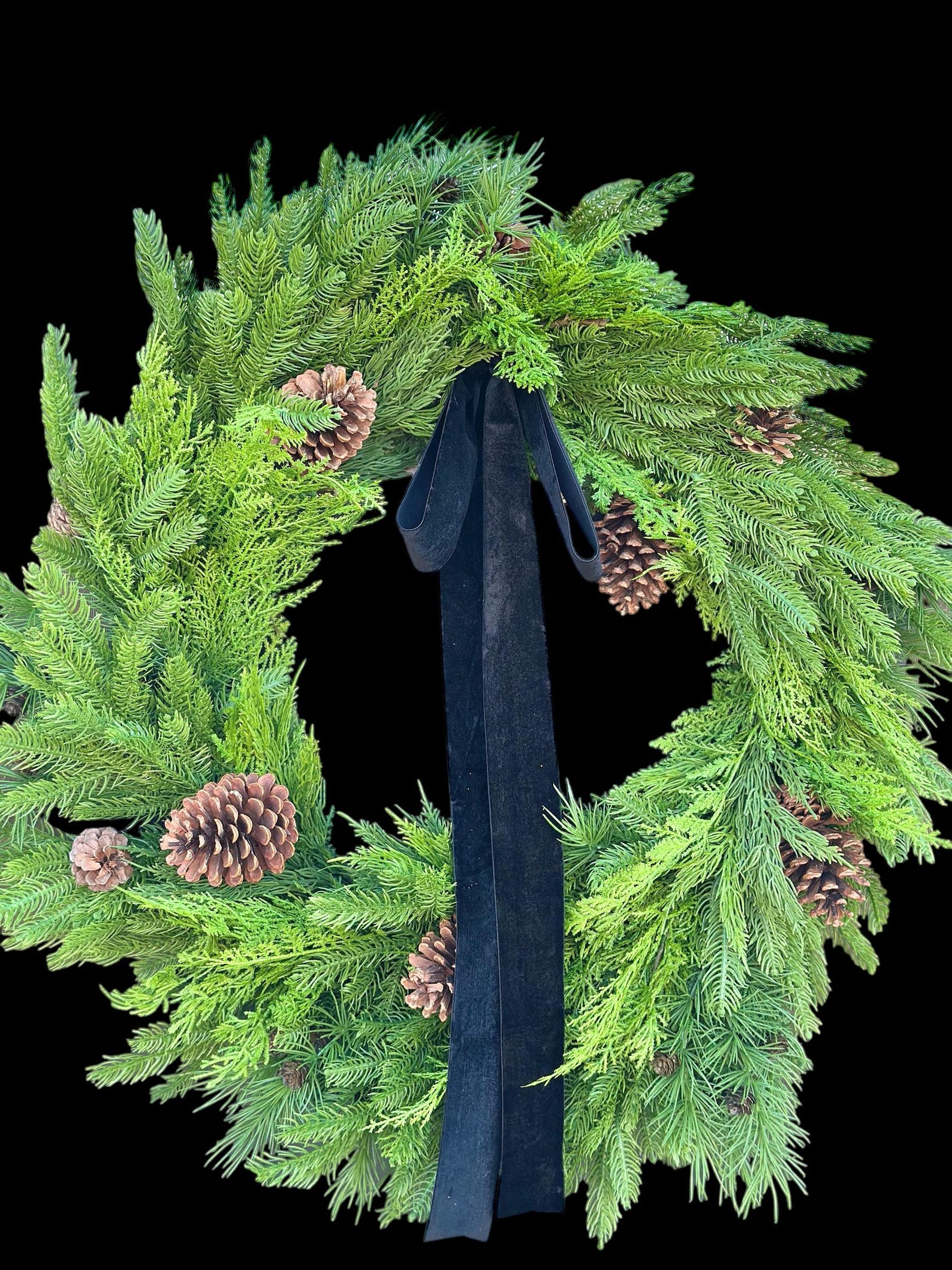 Natural Real Touch Mixed Evergreen Front Door Winter Wreath - Farmhouse ...